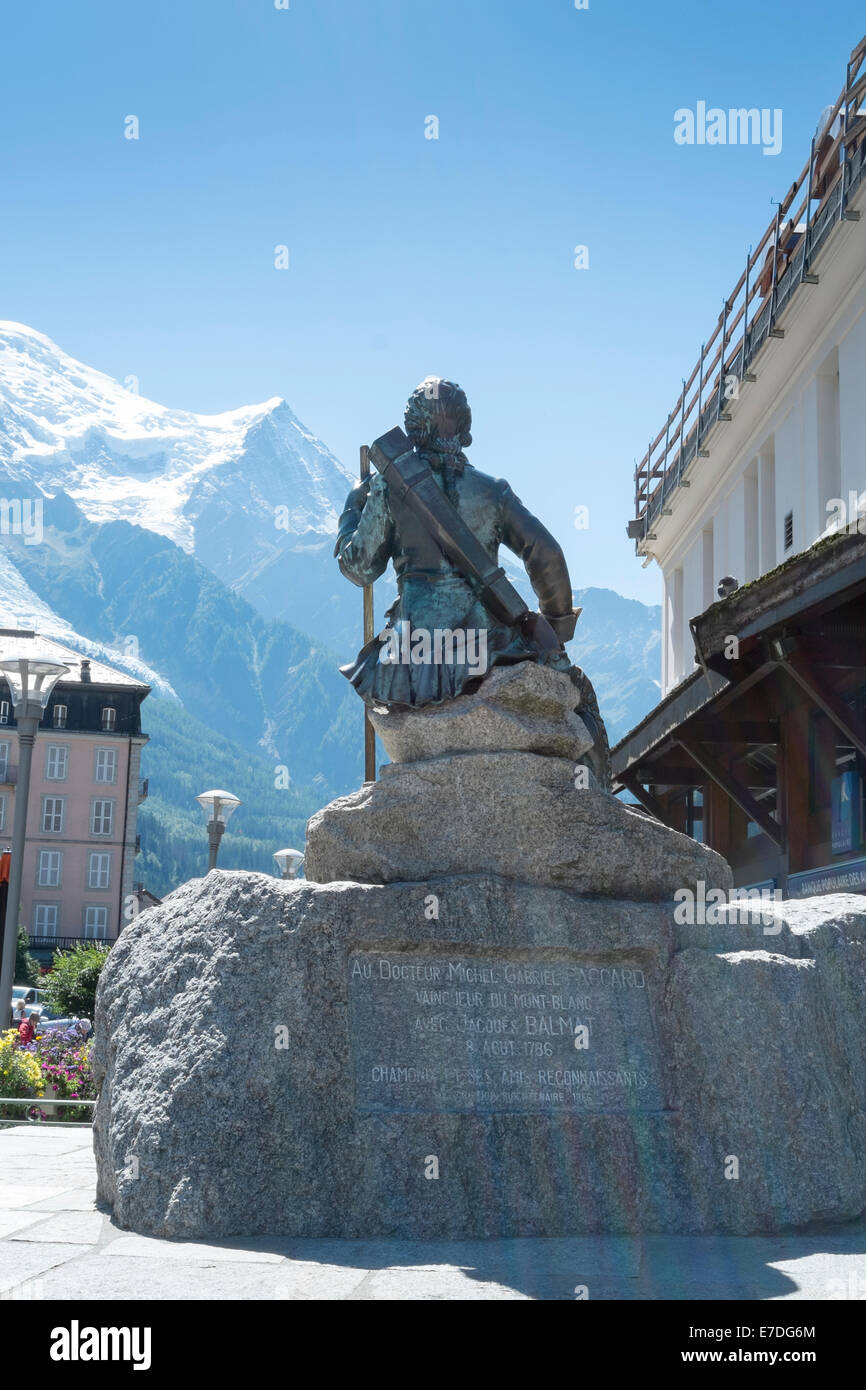 CHAMONIX, FRANCE - SEPTEMBER 02: Bronze statue of Michel Gabriel ...