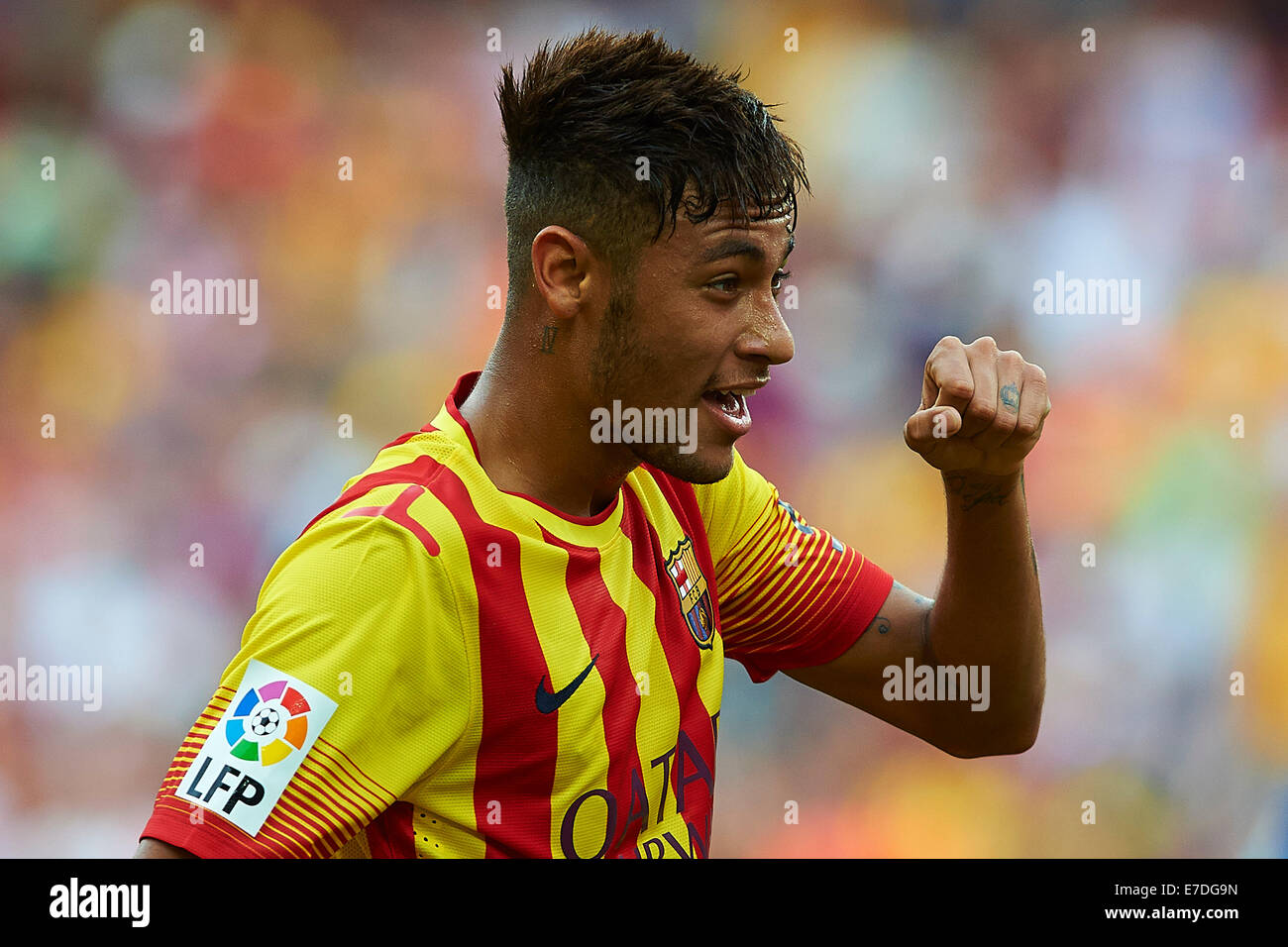 Neymar da Silva Jr (FC Barcelona) celebrates after scoring, during La ...
