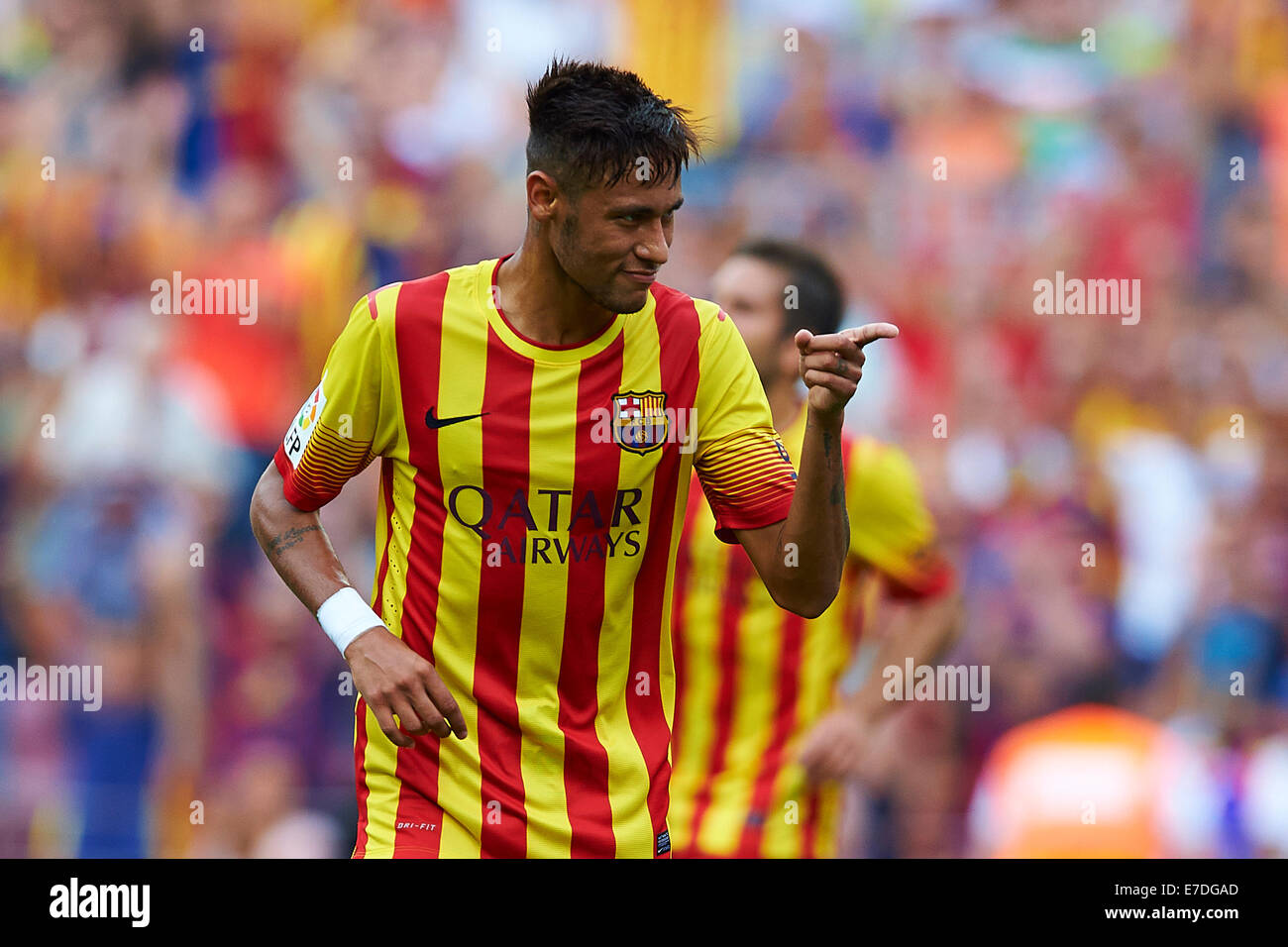 Neymar da Silva Jr (FC Barcelona) celebrates after scoring, during La ...