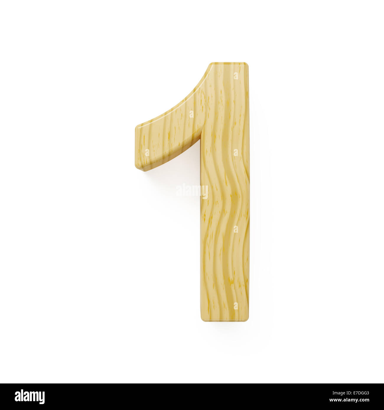 3d render of wood digit one symbol - 1. Isolated on white background ...