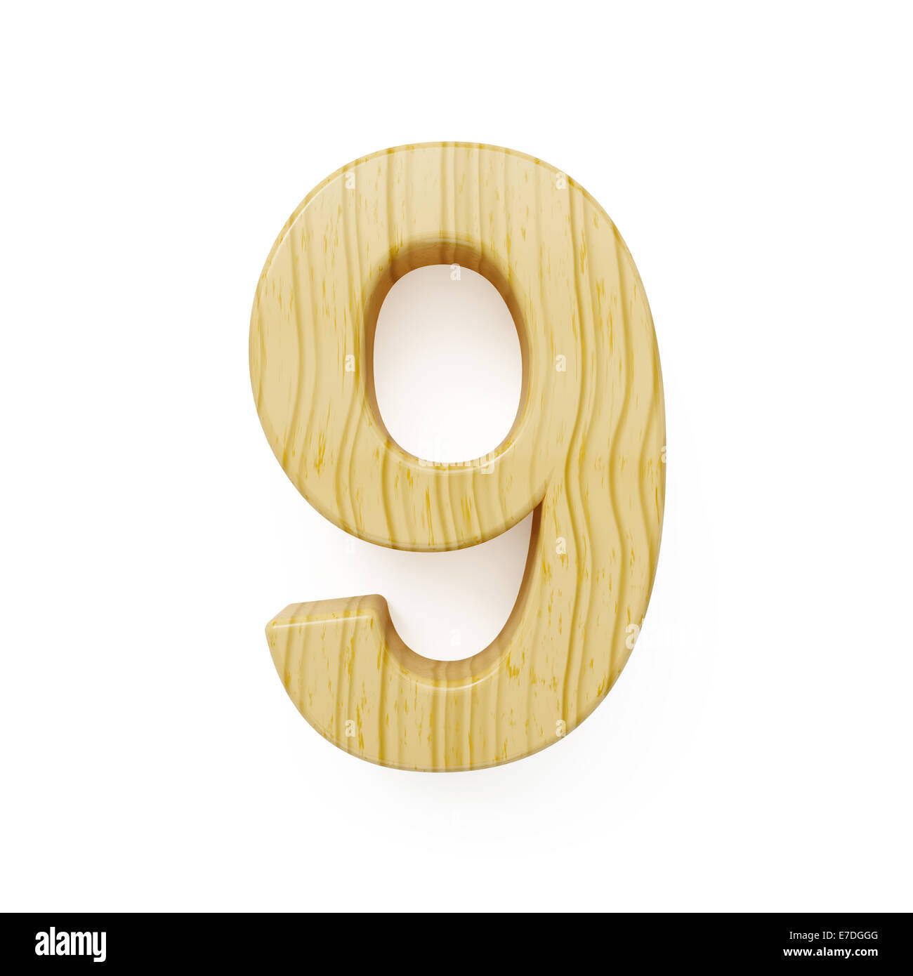 3d render of wood digit nine symbol - 9. Isolated on white background ...