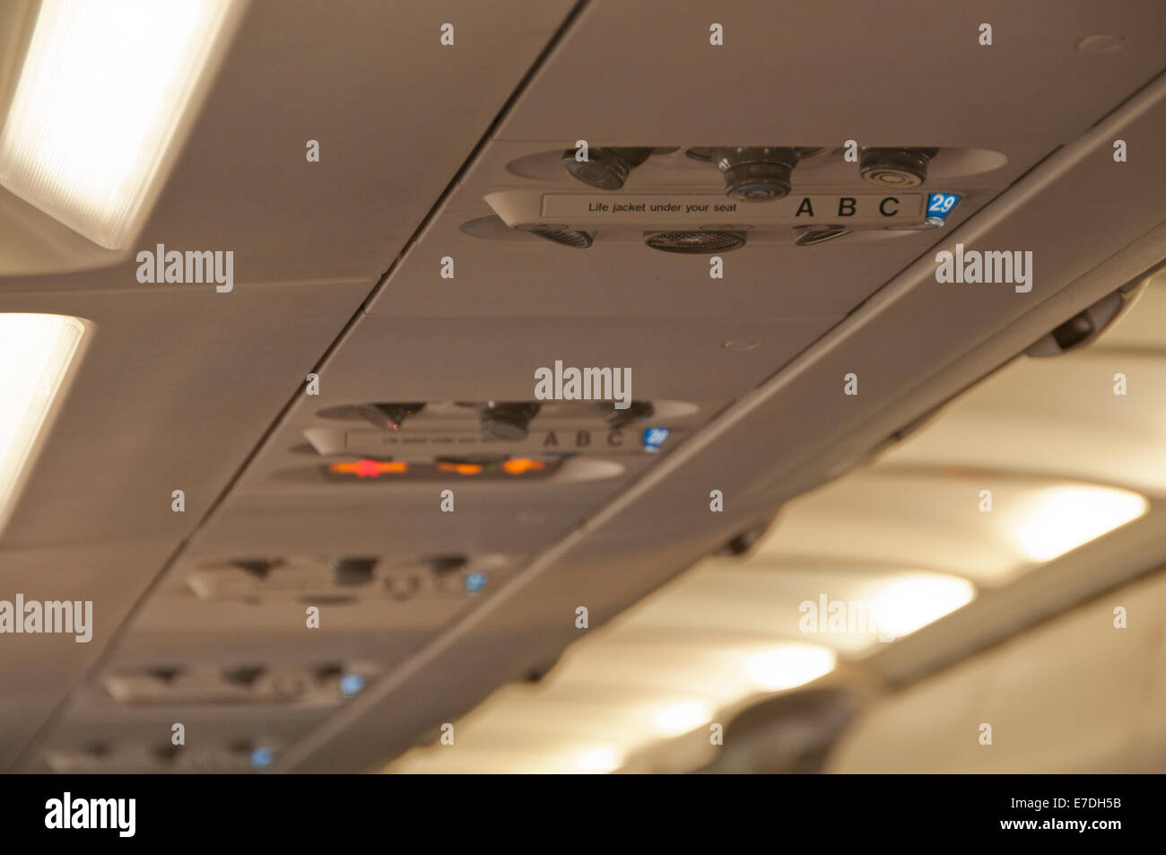 Overhead Passenger Control Panel on Commercial Airline Plane Stock ...