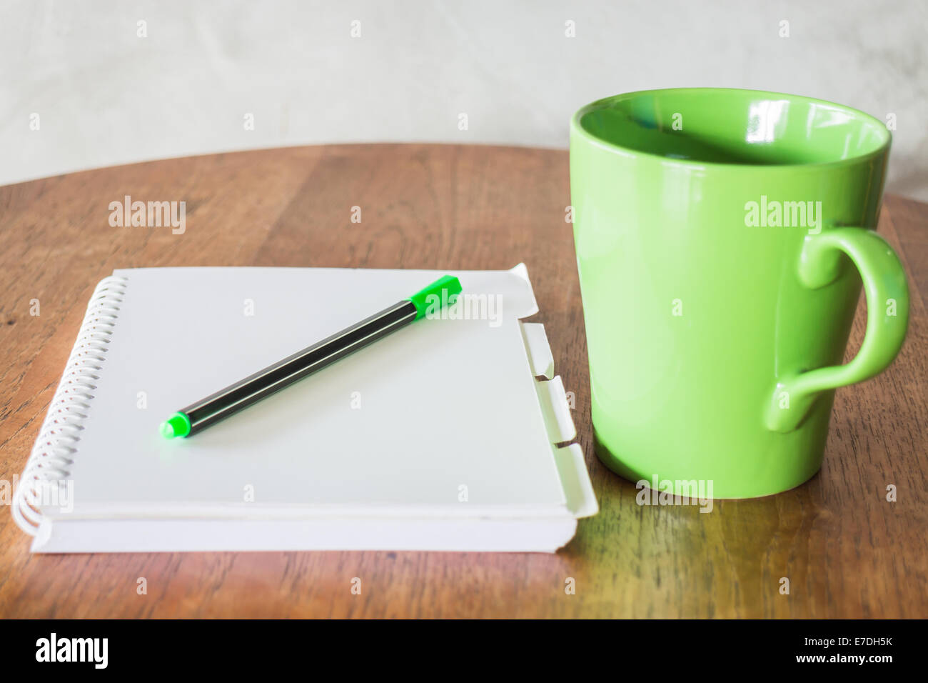 Set of work table with hot coffee, stock photo Stock Photo - Alamy
