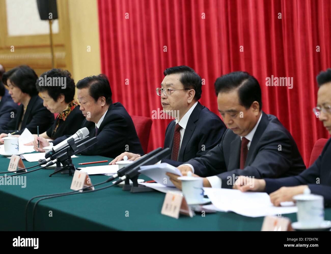 Beijing, China. 15th Sep, 2014. Zhang Dejiang, chairman of the Standing ...