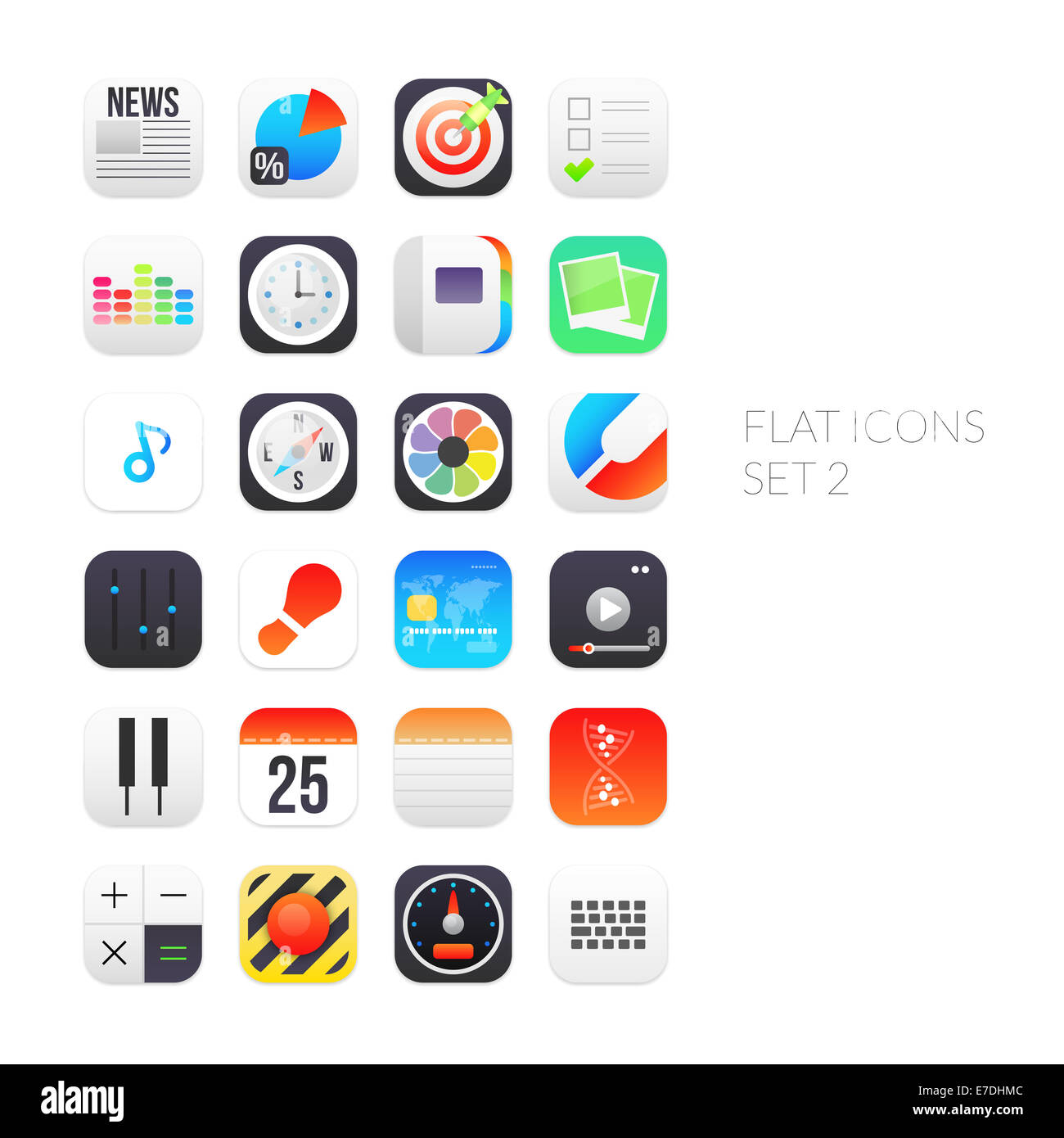 Flat icons gradient style with rounded corners Stock Photo - Alamy