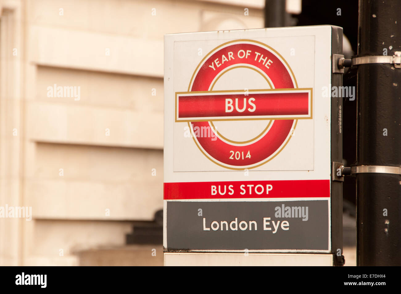 London Eye Bus Stop London year of the Bus 2014 Stock Photo - Alamy