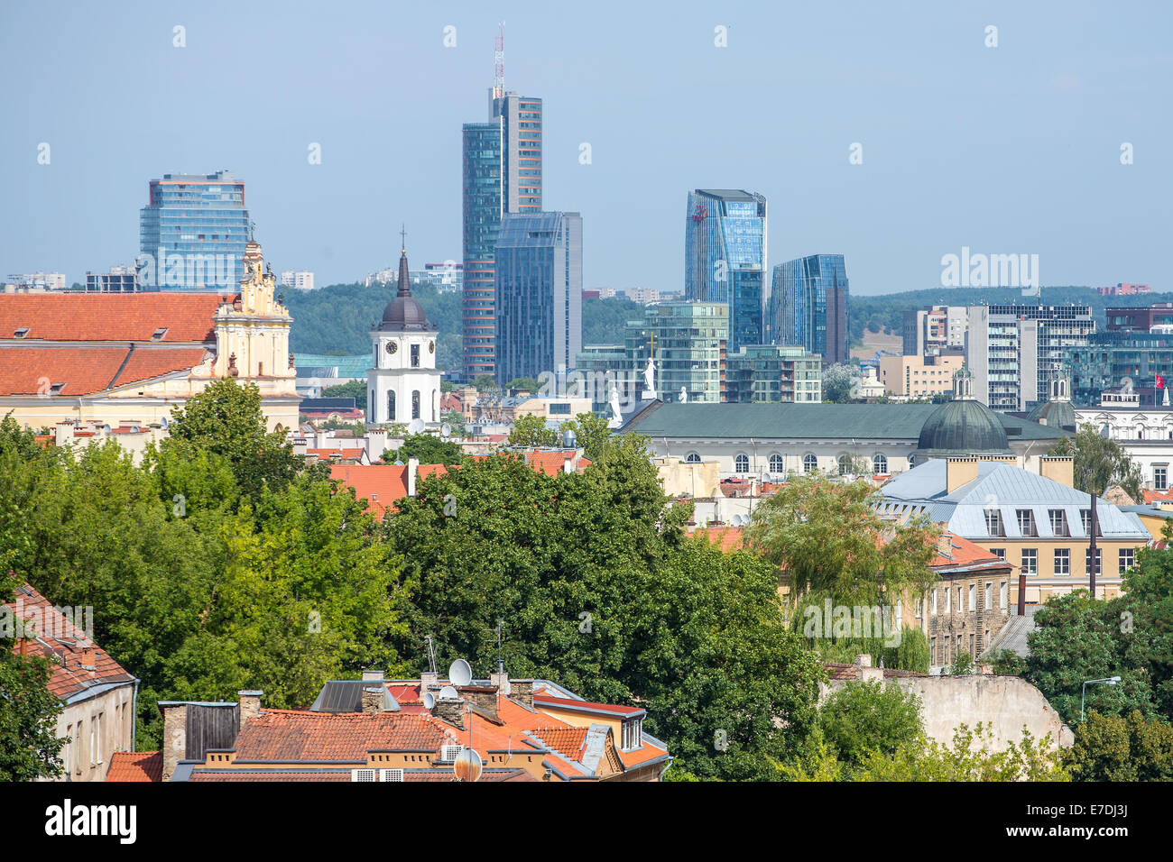 Top view of the old city and the new modern buildings. Vilnius ...