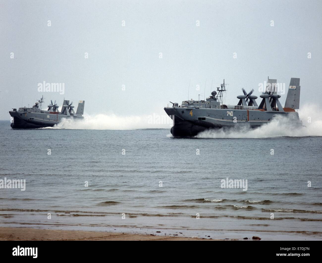 Two Aist-class large assault hovercraft, also known as Dzheyran-class ...
