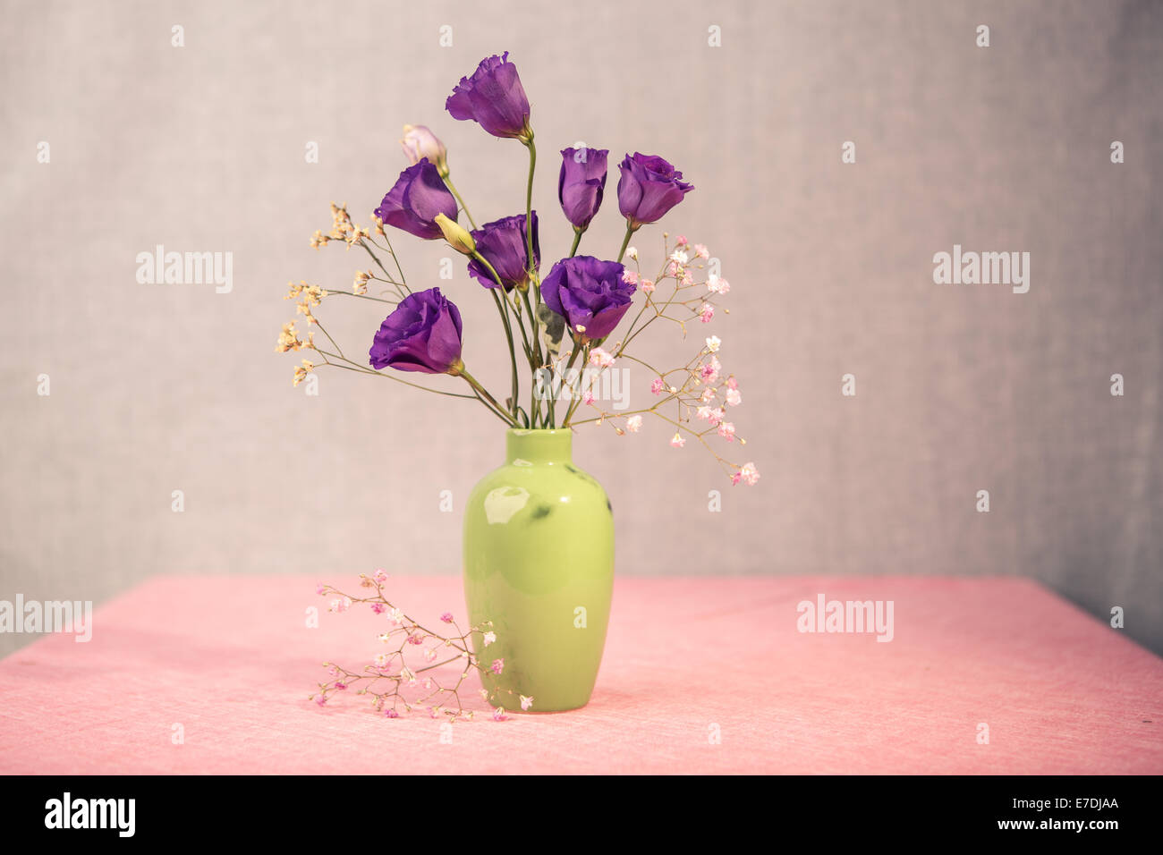 close up shot of Eustoma flowers in the vase Stock Photo - Alamy