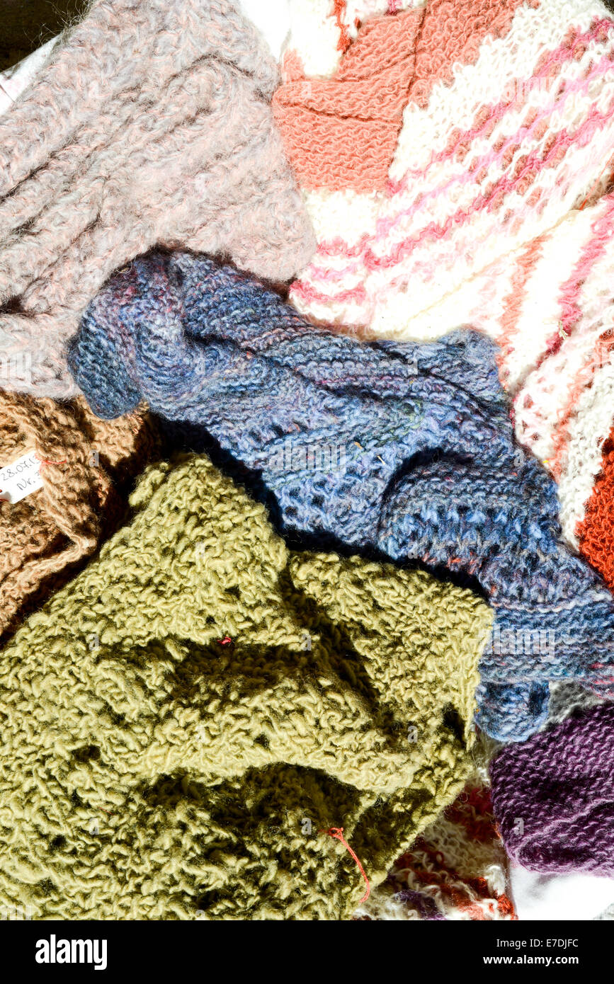 Handmade wool accessory on a market Stock Photo - Alamy
