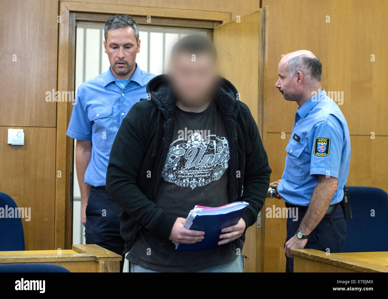 Frankfurt, Germany. 15th Sep, 2014. The defendant Kreshnik B. is ...