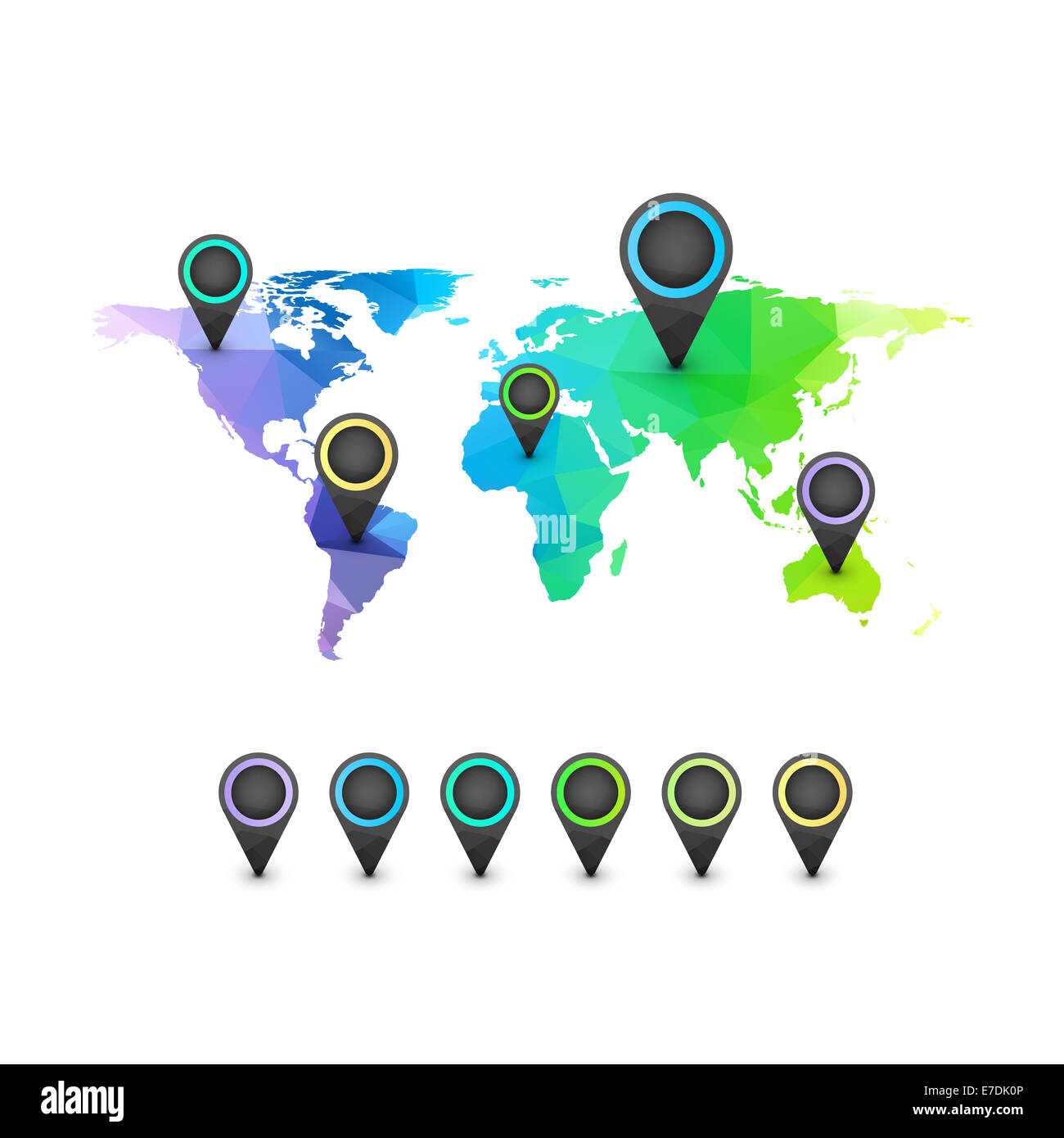 World map infographic of rainbow color Stock Photo - Alamy