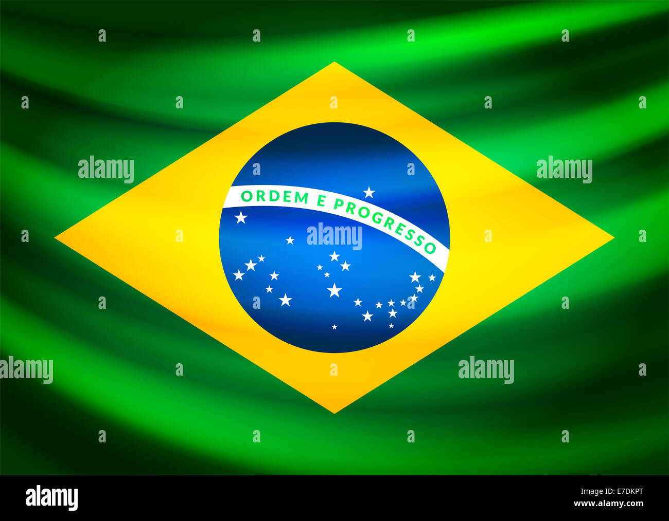 Waving fabric flag of Brazil Stock Photo - Alamy