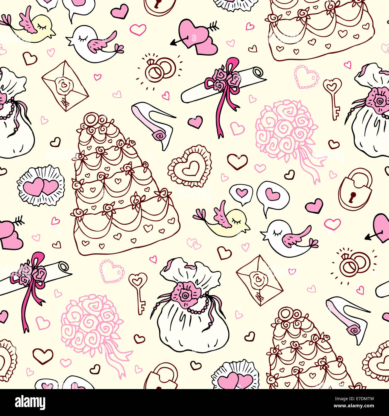 Wedding set doodle bride couple love hi-res stock photography and ...