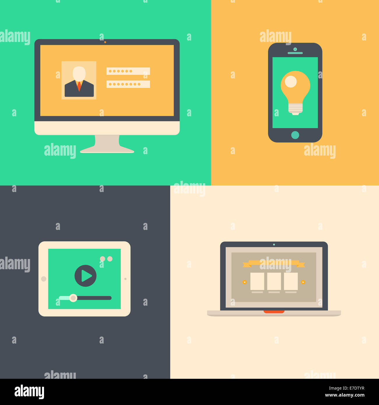 Flat design, tablet phone computer and laptop Stock Photo - Alamy