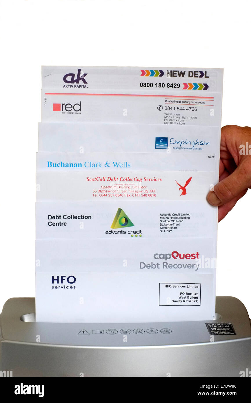 shredding letters from debt collection companies england uk Stock Photo ...