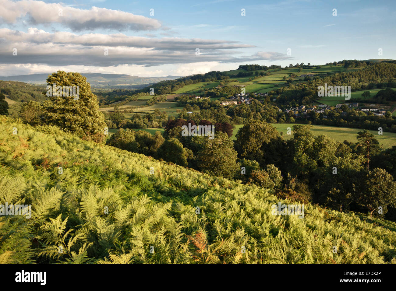 The village of Erwood in the hills of mid-Wales, above the River Wye ...