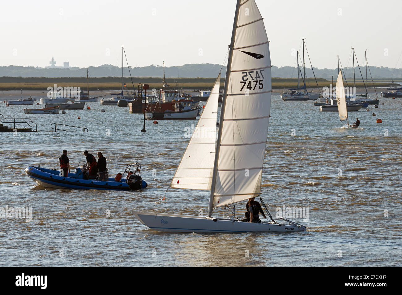 Sailing boats, river Deben, Felixstowe Ferry, Suffolk, UK Stock Photo ...