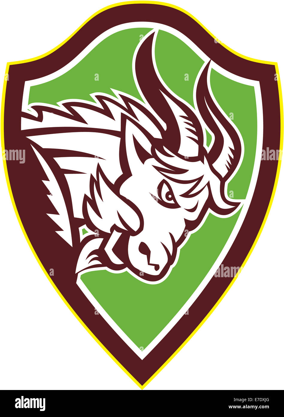 Illustration of an angry ram mountain goat head viewed from the side ...