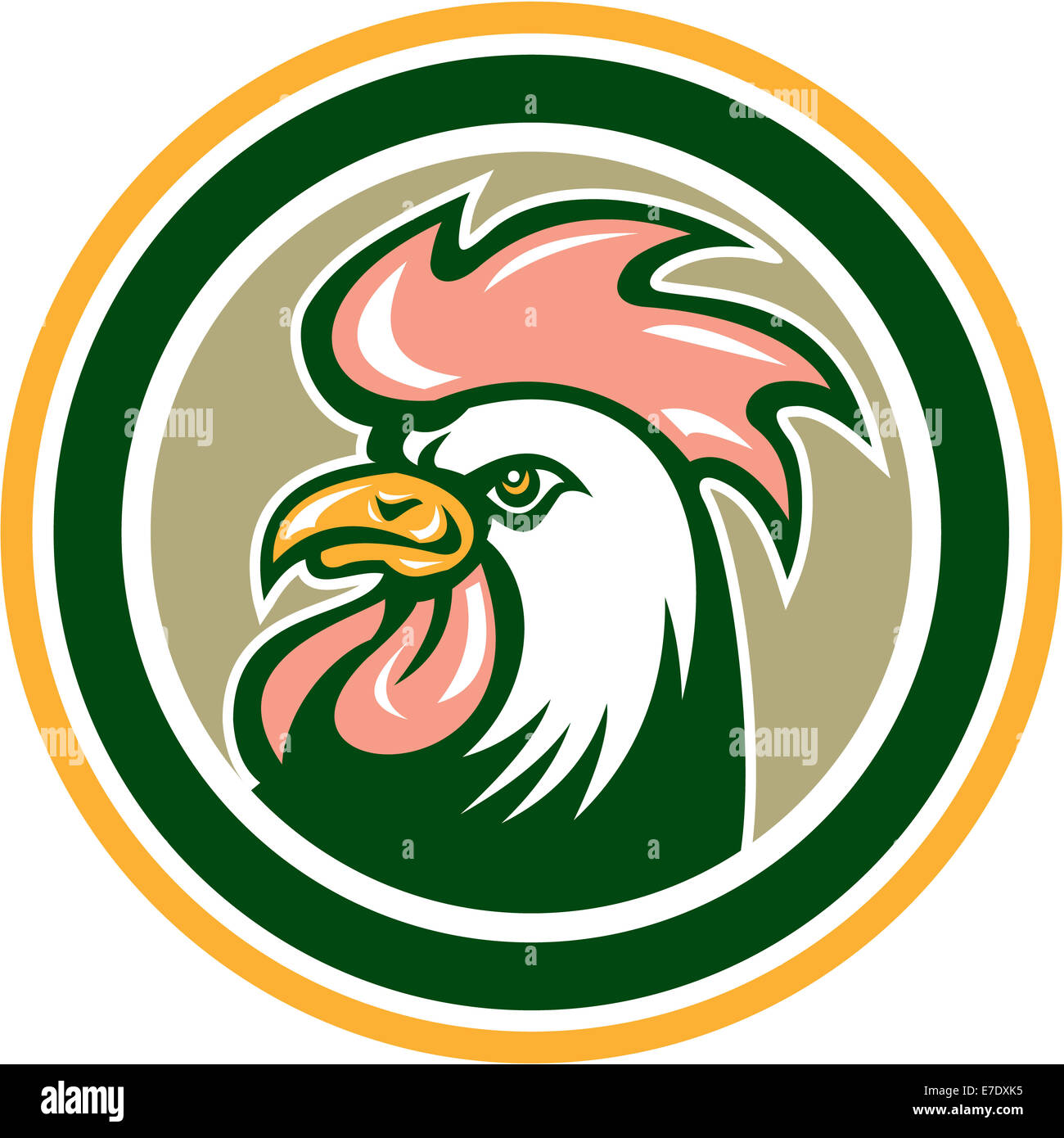 Illustration of a chicken rooster head mascot facing side set inside ...