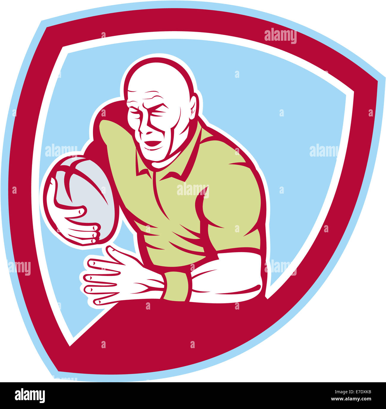 Illustration of a rugby player with ball running charging set inside ...