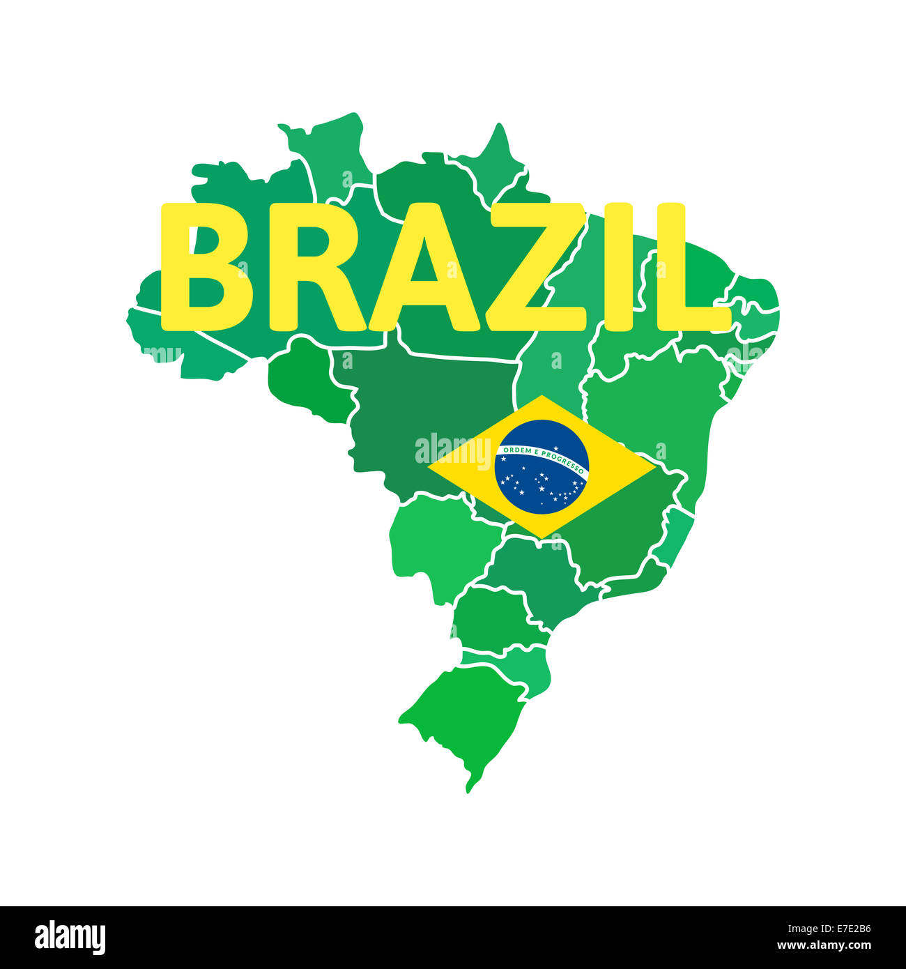 Flat simple Brazil map Stock Photo - Alamy