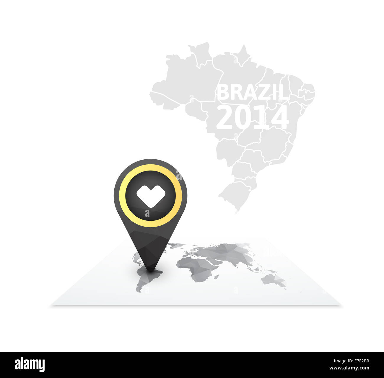 World map with a marker on Brazil Stock Photo - Alamy