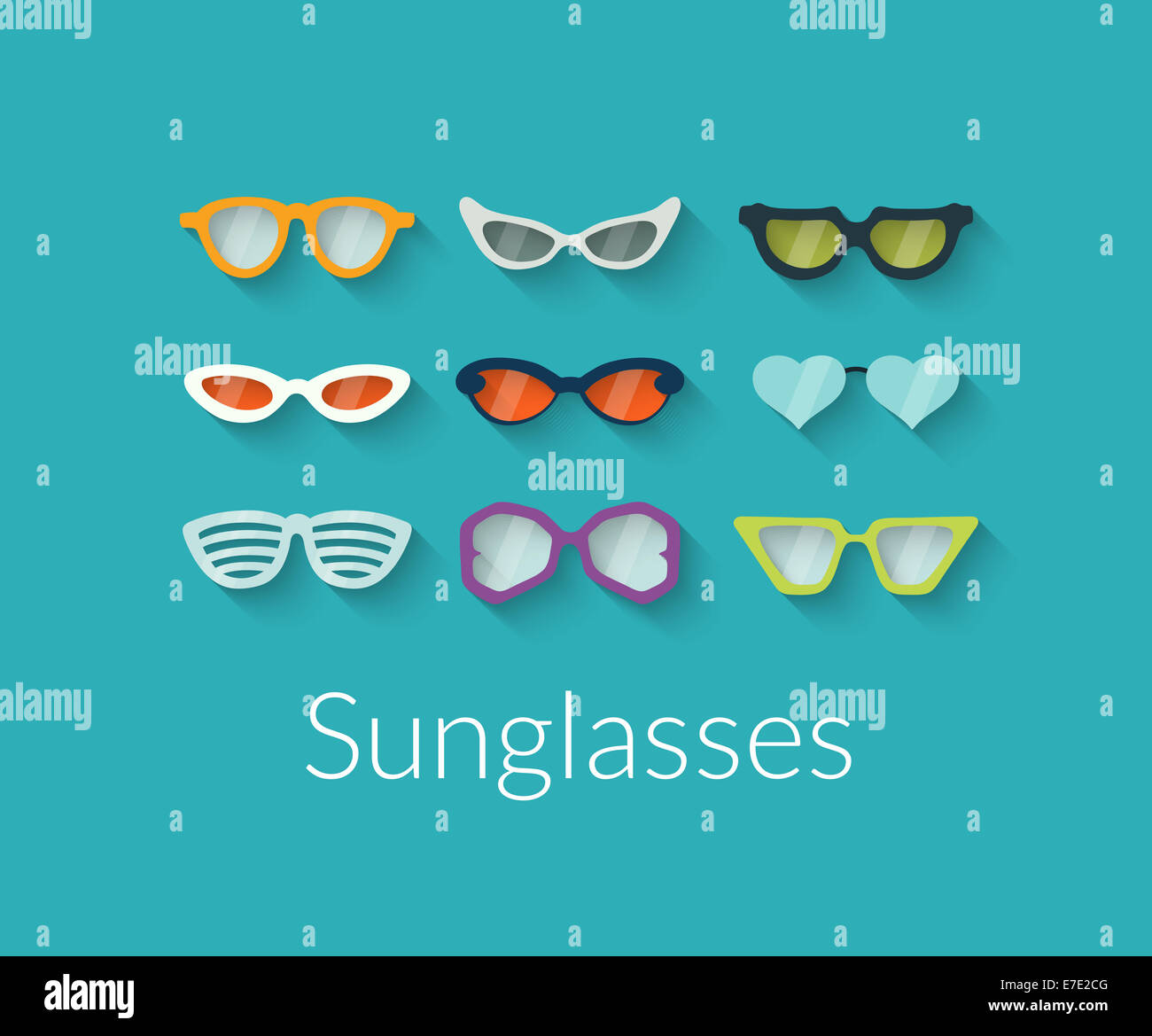 Flat set of vector sunglasses Stock Photo - Alamy