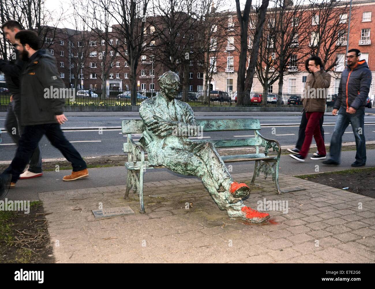 The Patrick Kavanagh statue and canal bank seat on the Grand Canal has ...
