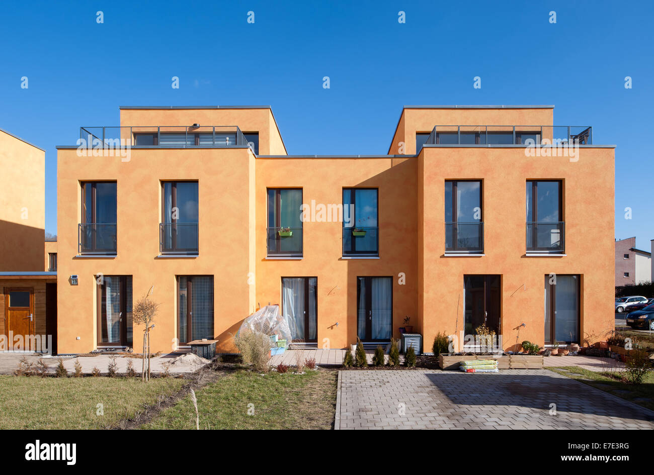 Berlin, Germany, new construction of row houses in Berlin-Biesdorf ...