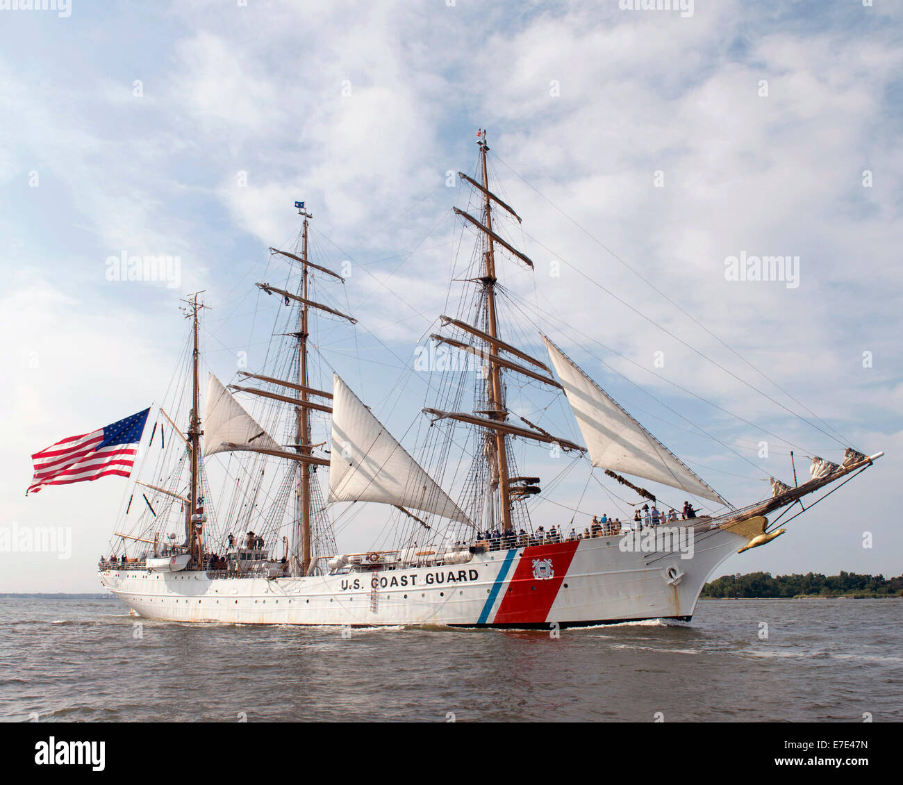 The Coast Guard cutter Eagle sails in Baltimore's Inner Harbor to ...