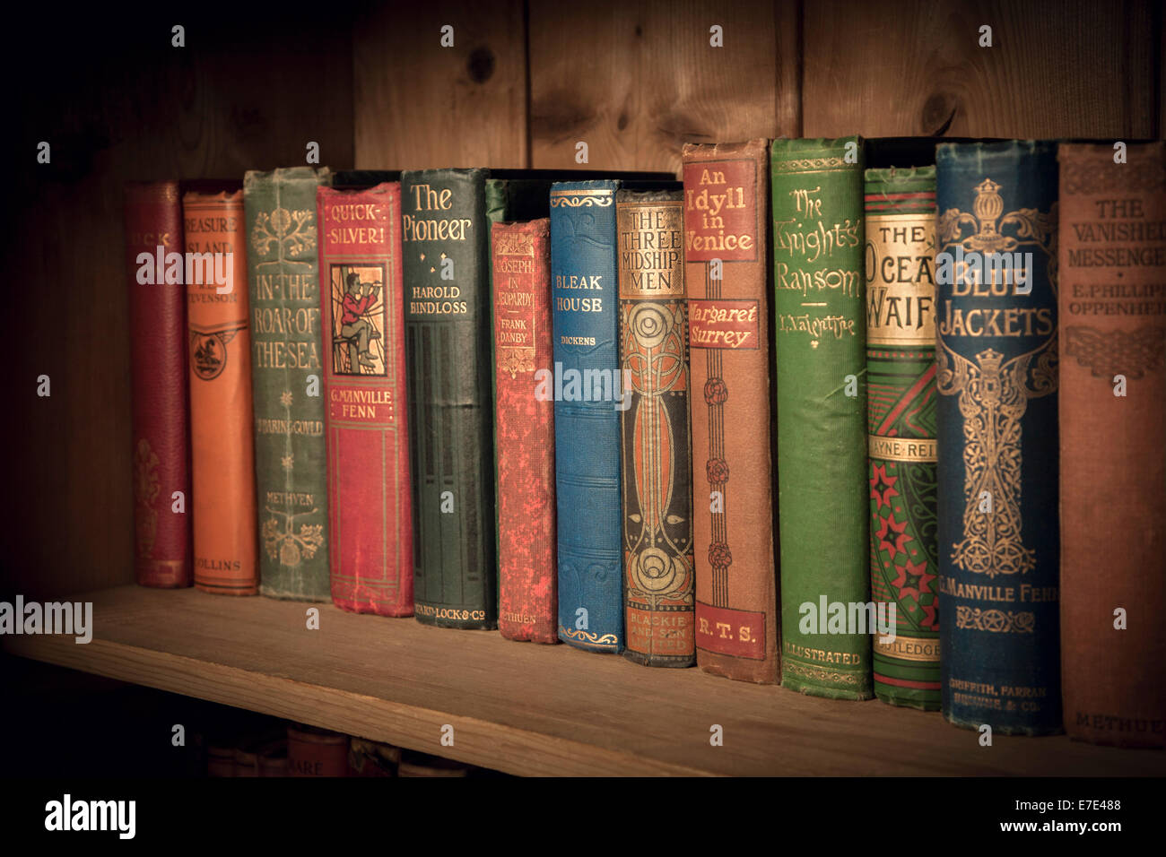 Old library books on bookshelf hi-res stock photography and images - Alamy
