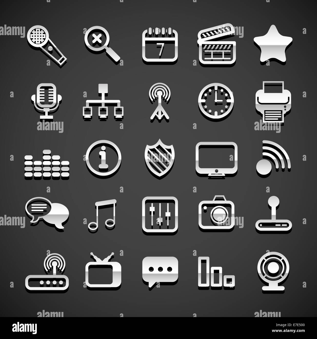Flat metallic universal icons Stock Photo - Alamy