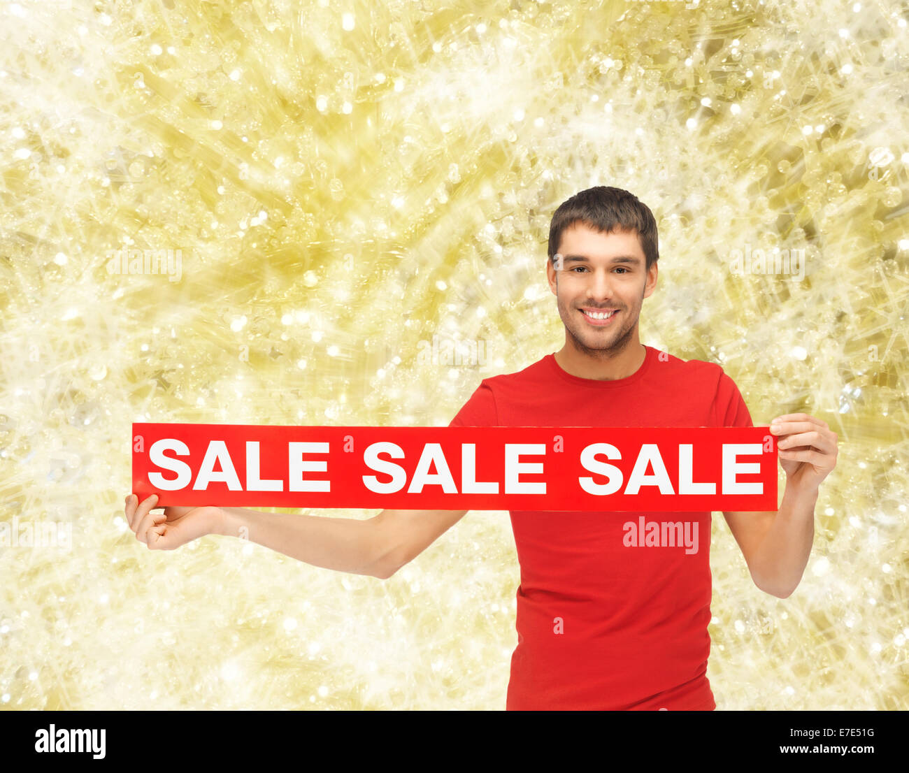 woman in red dress with sale sign Stock Photo - Alamy