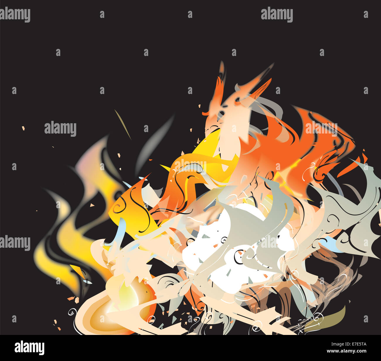 Illustration of fire, isolated on black Stock Photo - Alamy