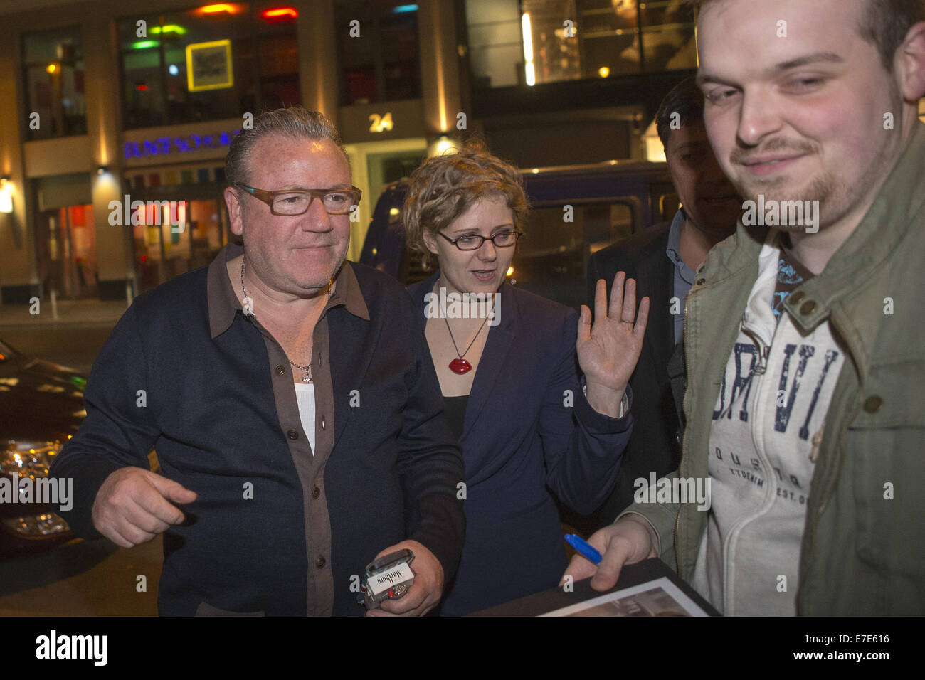 The cast of the film NOAH arriving for dinner at Borchardt restaurant ...