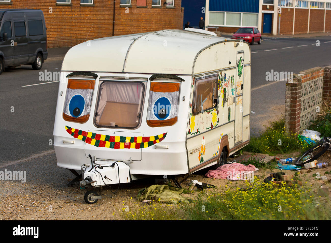 Living rough in a caravan Great Yarmouth seafront Stock Photo - Alamy