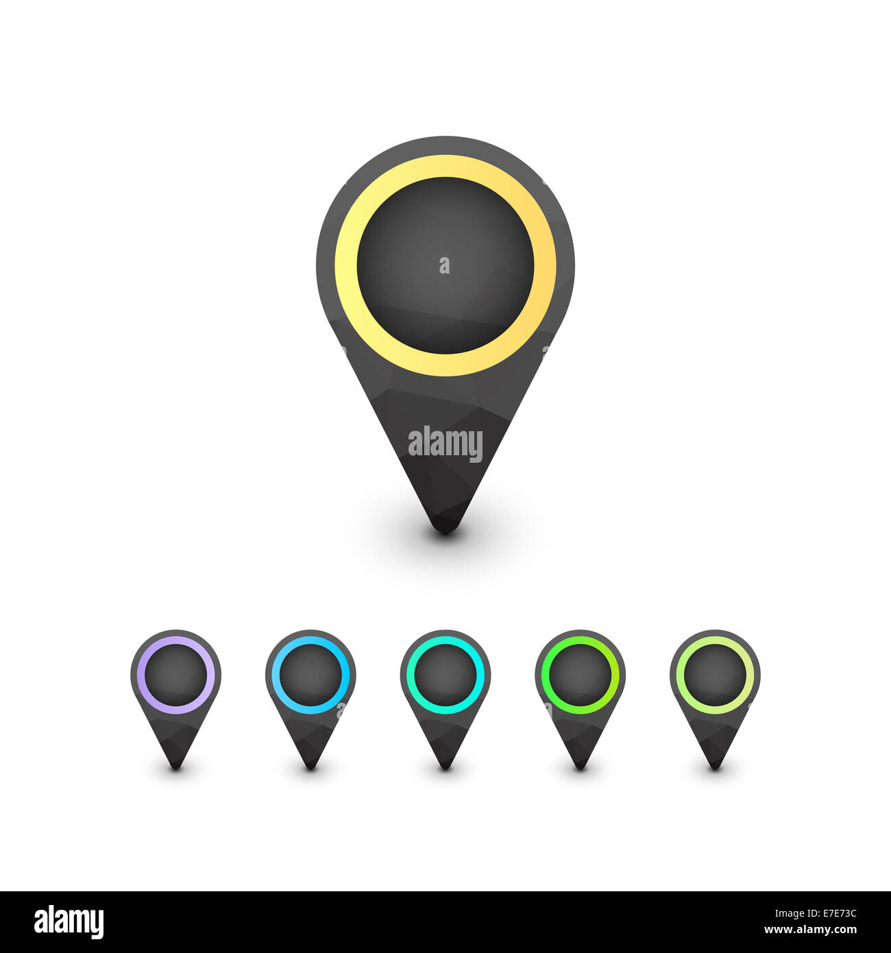 Set of geometric colorful map markers Stock Photo - Alamy