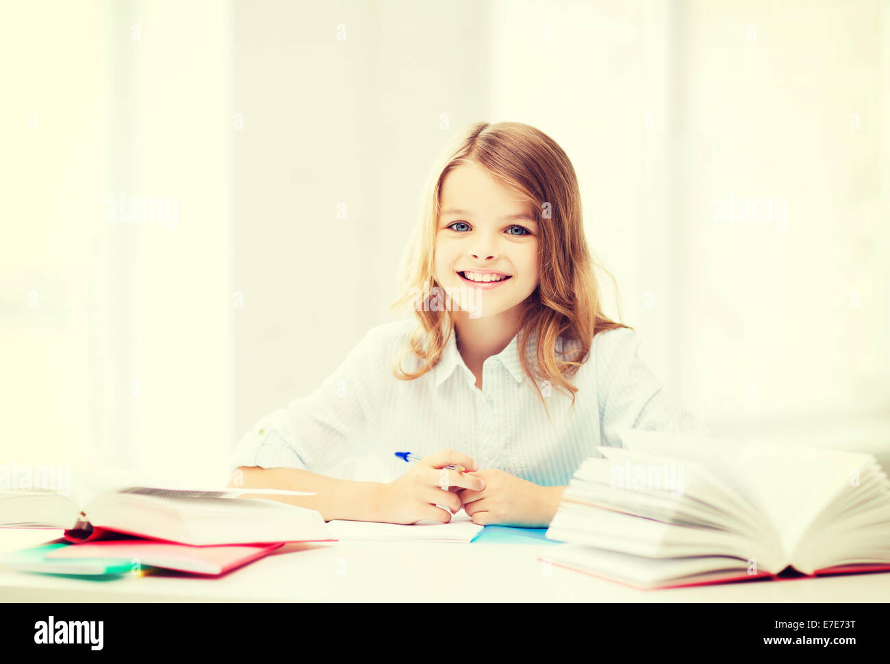 student girl studying at school Stock Photo - Alamy