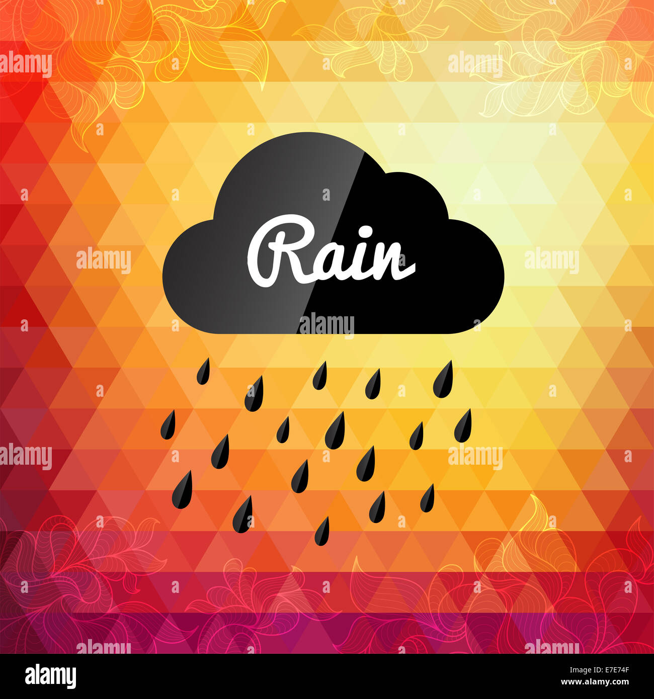 Retro styled autumn rain cloud design card Stock Photo - Alamy