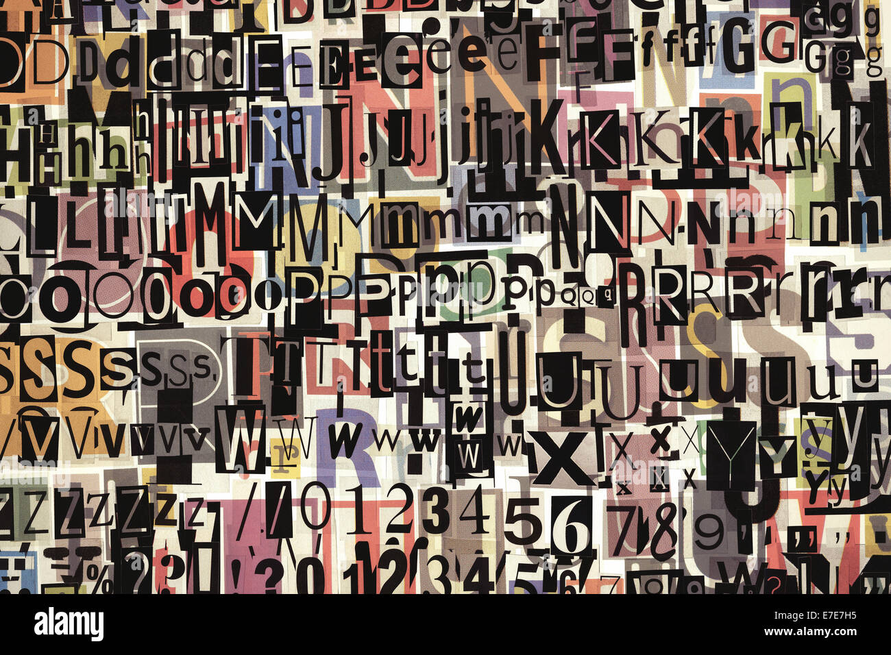 Abstract designed background of newspaper letters clippings Stock Photo ...