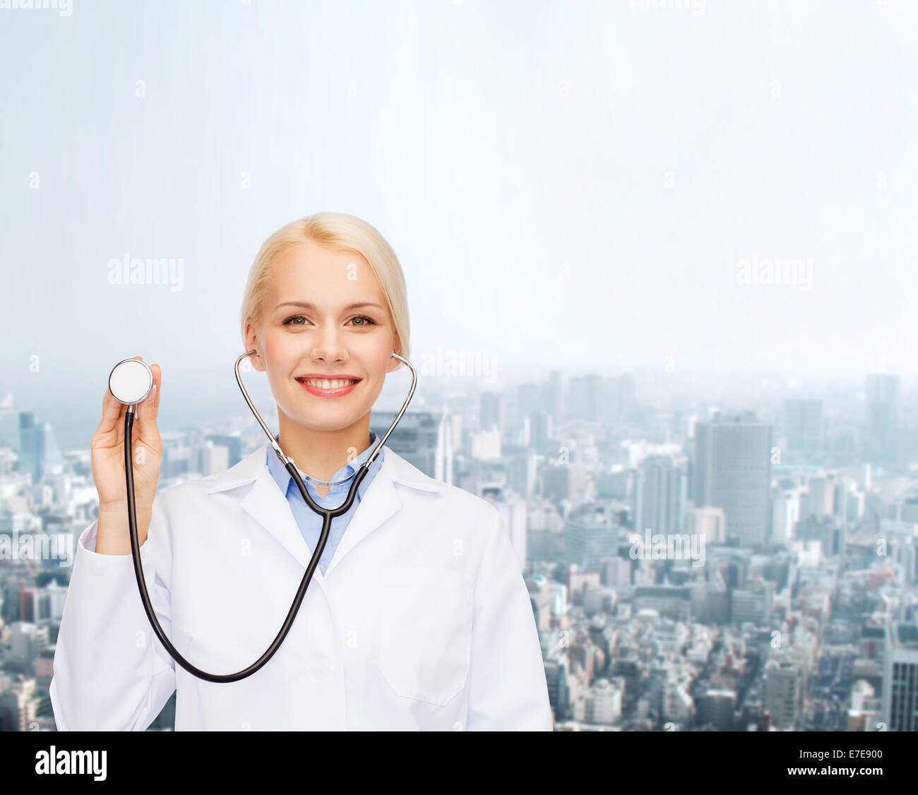 smiling female doctor with stethoscope Stock Photo - Alamy