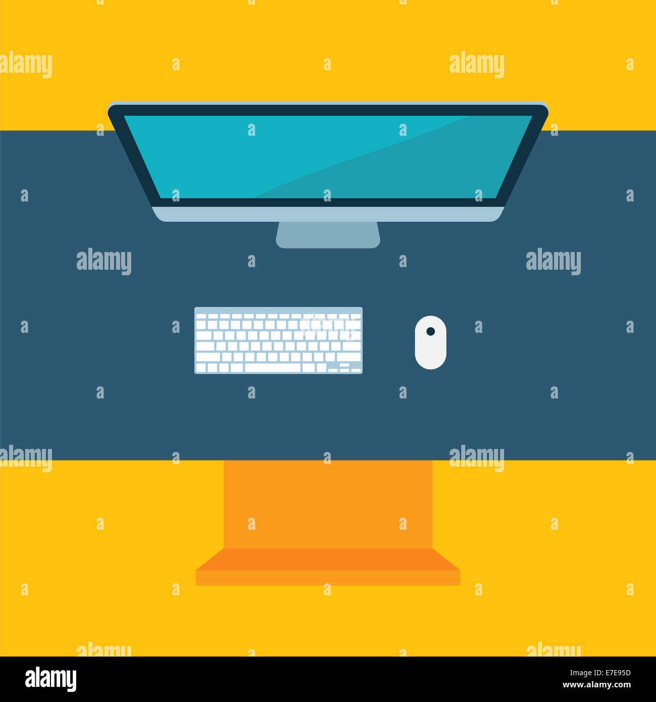 Flat desktop design, workspace with computer mose and keyboard Stock ...