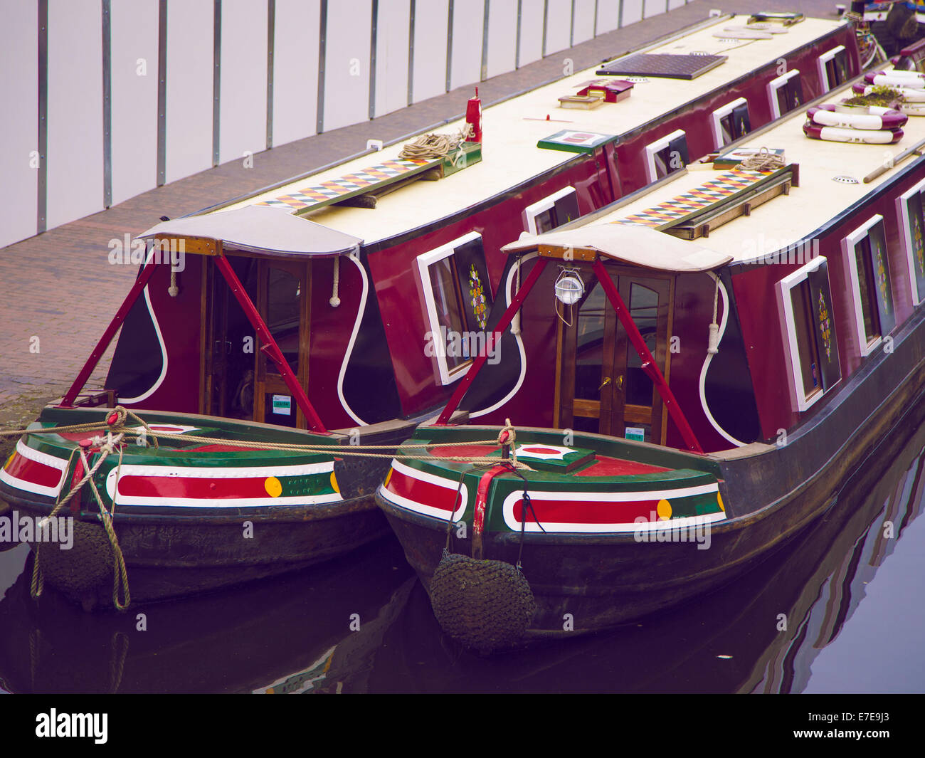 Water two moored barges hi-res stock photography and images - Alamy