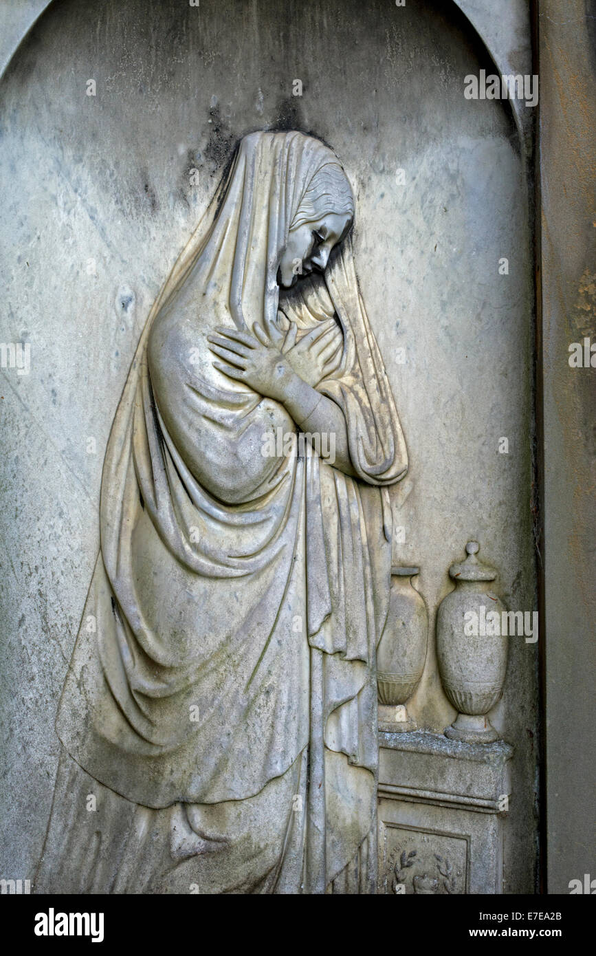 Marble bas relief of a woman in mourning, detail from the Buchanan ...