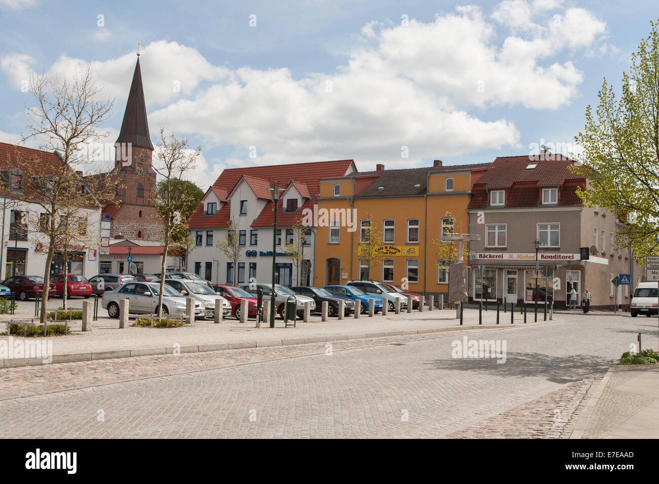 market square of woldegk, mecklenburgische seenplatte district ...