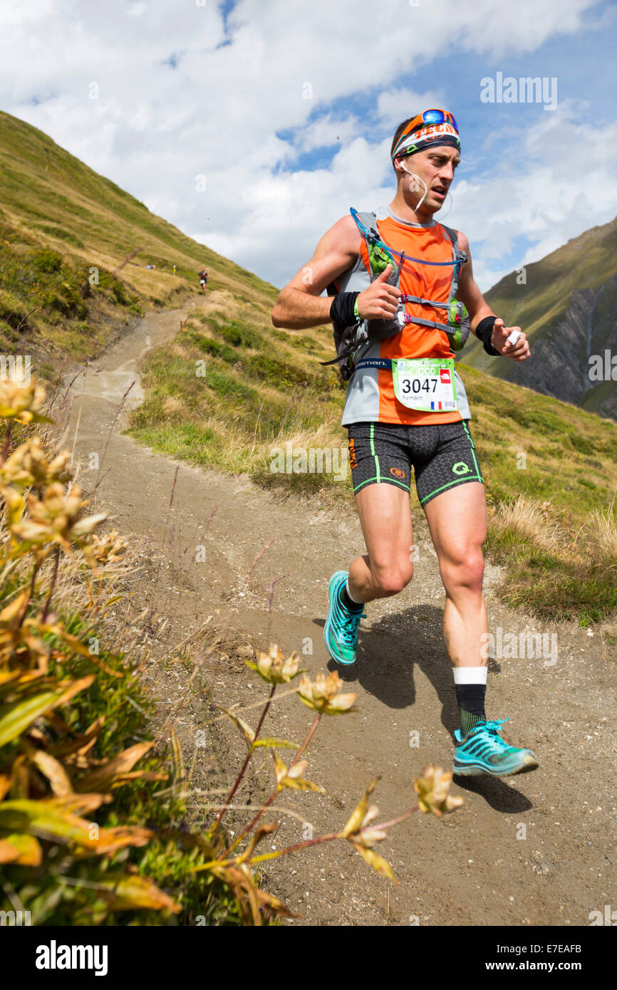 Mountain racers undertaking the Ultra tour du Mont Blanc a mountain ...