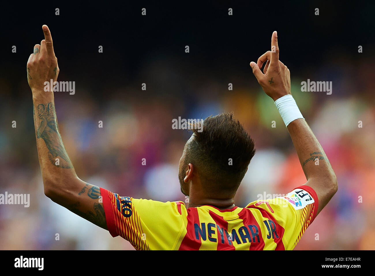 Neymar da Silva Jr (FC Barcelona) celebrates after scoring, during La ...