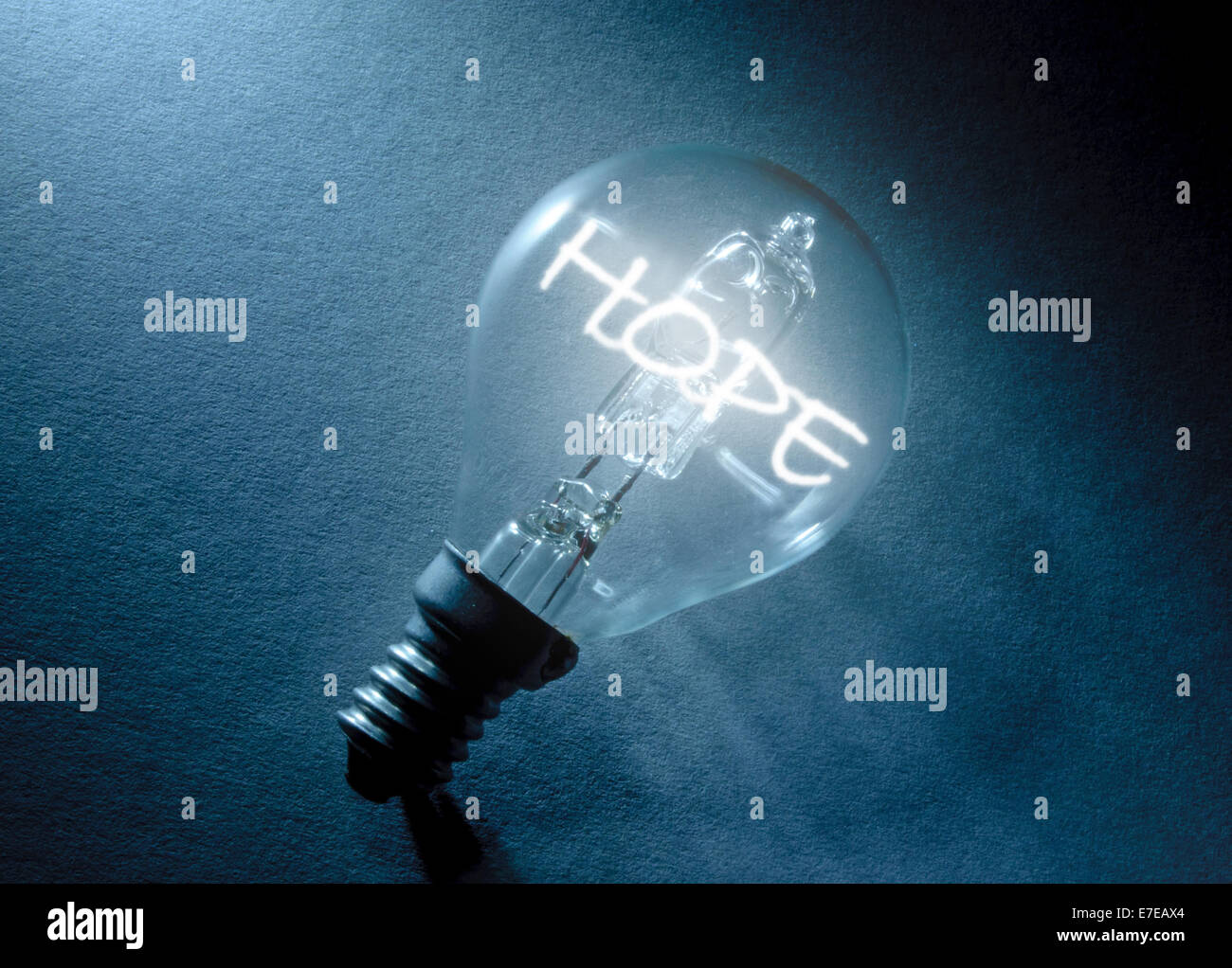 Hope text light bulb concept Stock Photo - Alamy