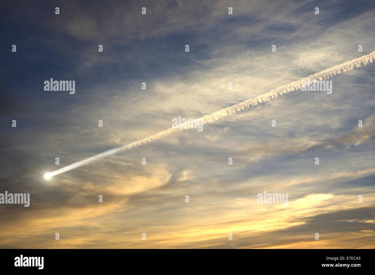 flying smoky meteor on background of sky Stock Photo - Alamy